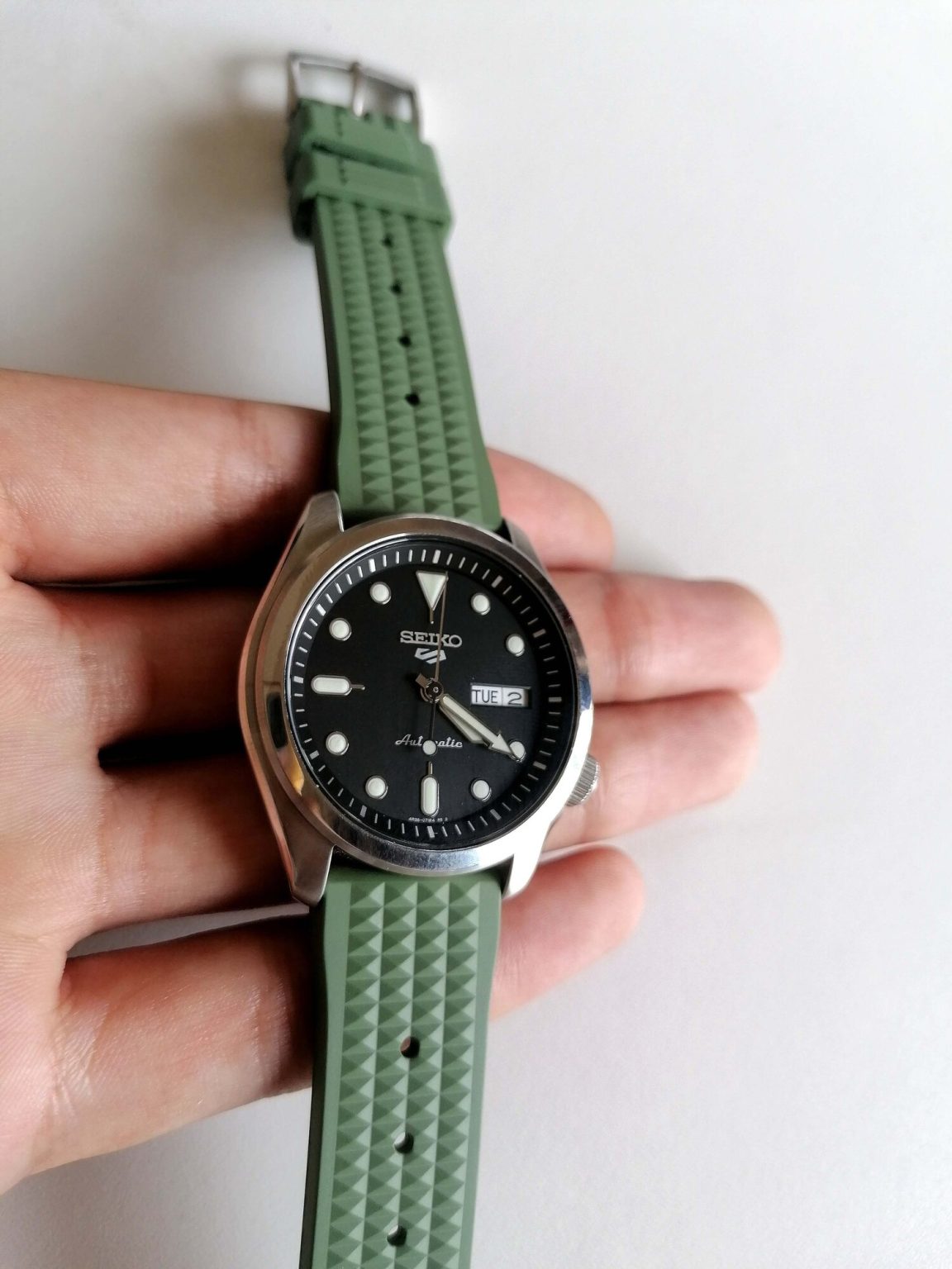 20mm Rubber Waffle Strap Green - Lug to Lug